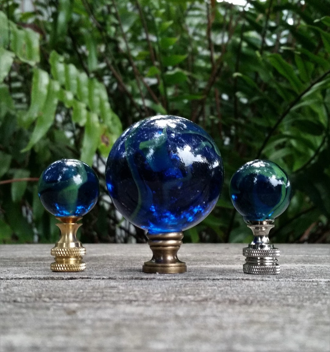 Blue Green Lamp Finial, Glass Marble - Etsy