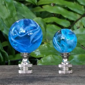 Lamp Finial, Sky Blue, White Swirls - Etsy