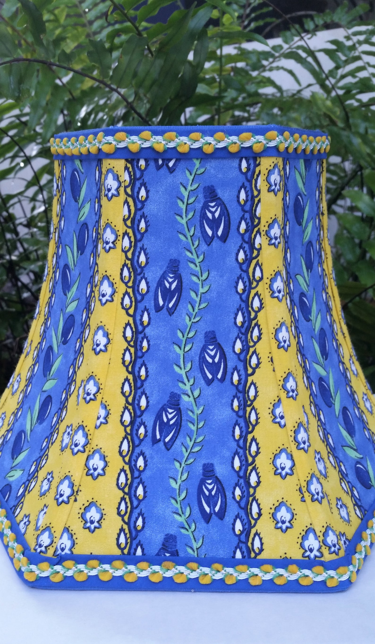 French Country Lamp Shade, Blue, Lemon Yellow Bell Lampshade - Etsy