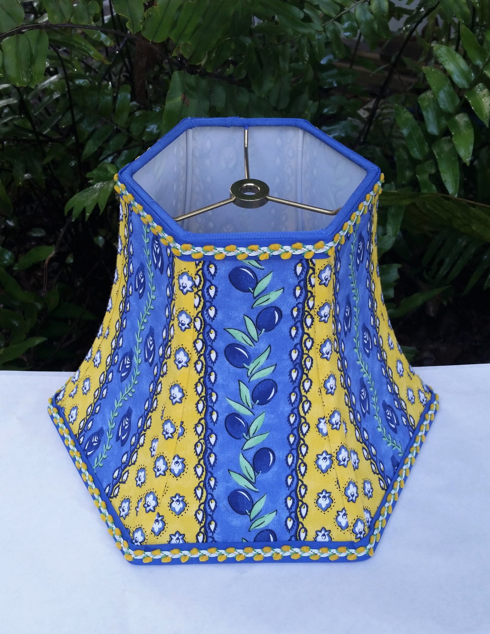 French Country Lamp Shade, Blue, Lemon Yellow Bell Lampshade - Etsy