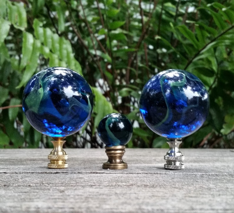 Blue Green Lamp Finial Glass Marble - Etsy
