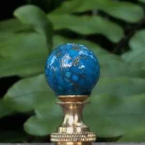 Small Turquoise Lamp Finial, Gold Accents - Etsy