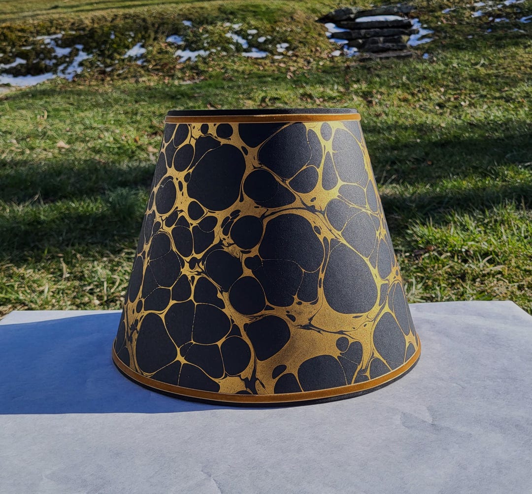 Black Gold Marbled Paper Lampshade - Etsy