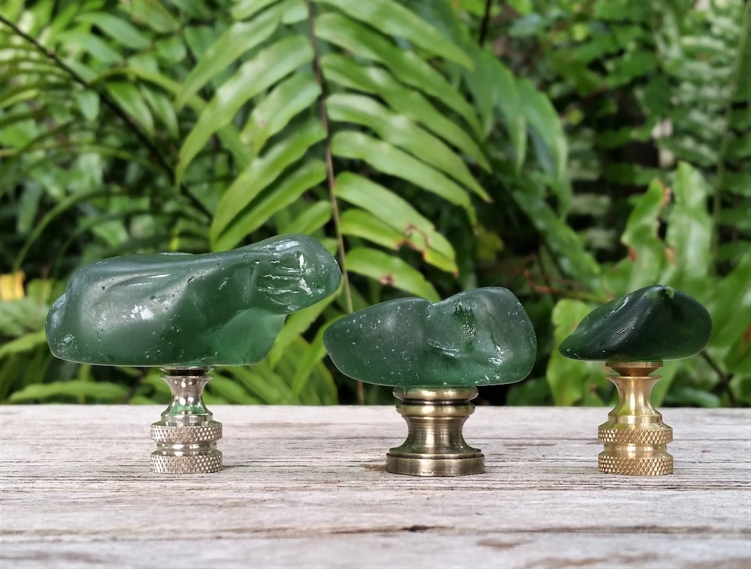 Sea Glass Lamp Finial, Dark Green - Etsy