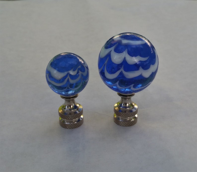 Royal Blue Lamp Finial, White Swirls, Glass - Etsy