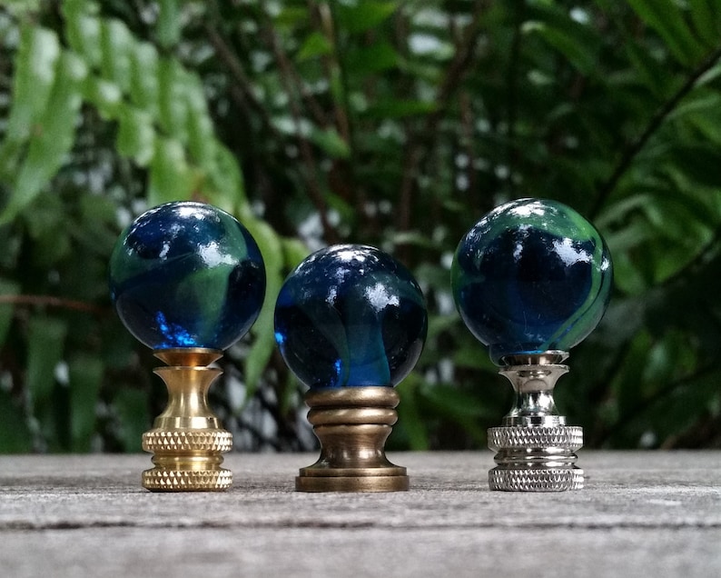 Blue Green Lamp Finial Glass Marble - Etsy