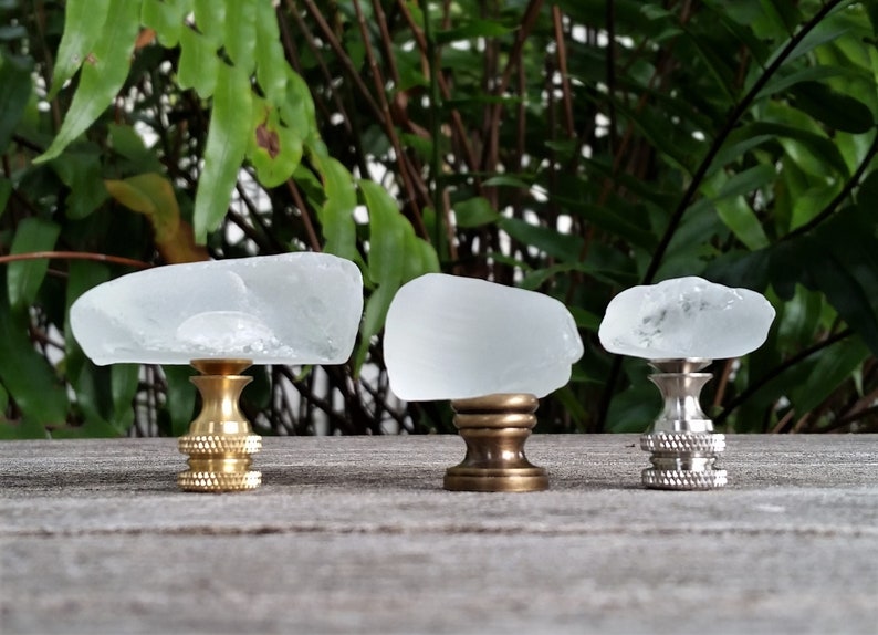 Frosted Lamp Finial, White Sea Glass - Etsy