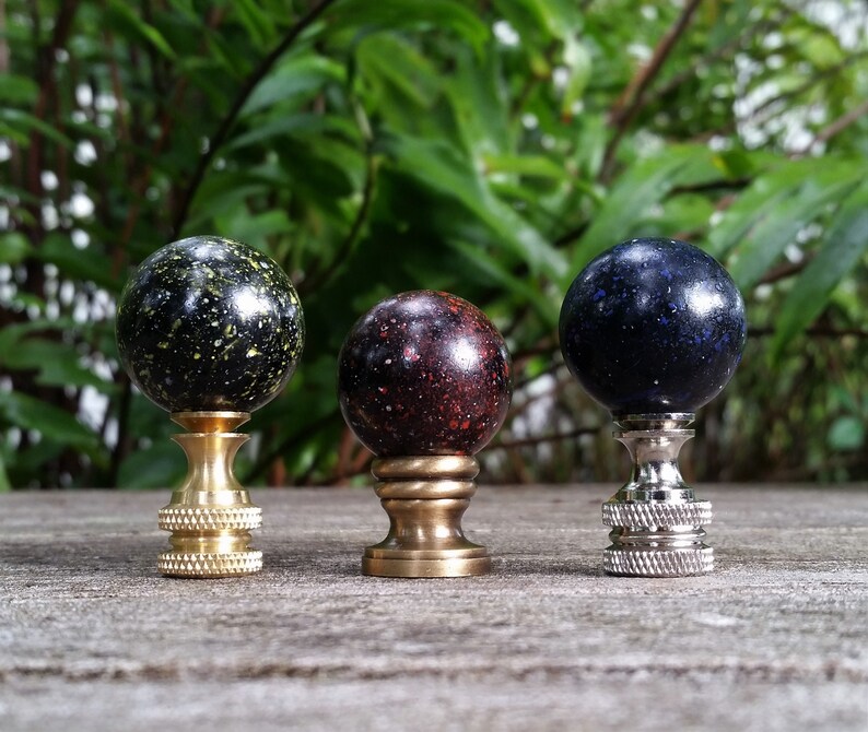 Black Lamp Finial, Blue Red Yellow or White Specks - Etsy