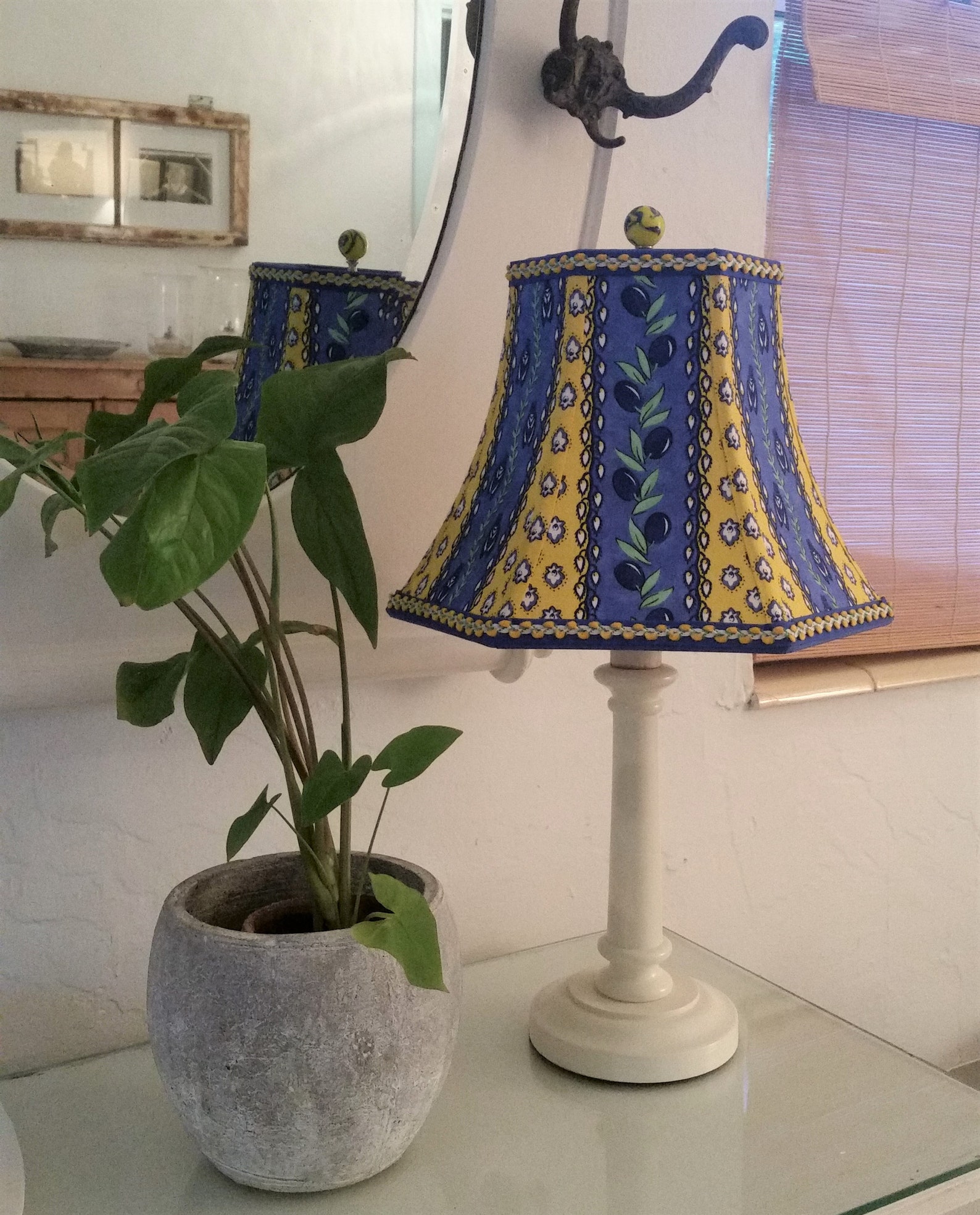 French Country Lamp Shade, Blue, Lemon Yellow Bell Lampshade - Etsy