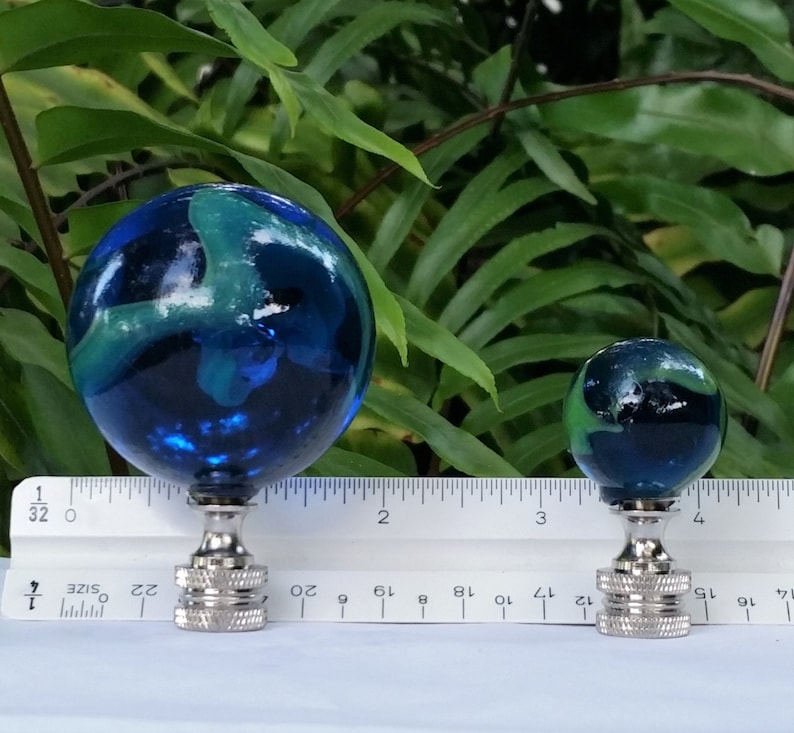 Blue Green Lamp Finial Glass Marble - Etsy