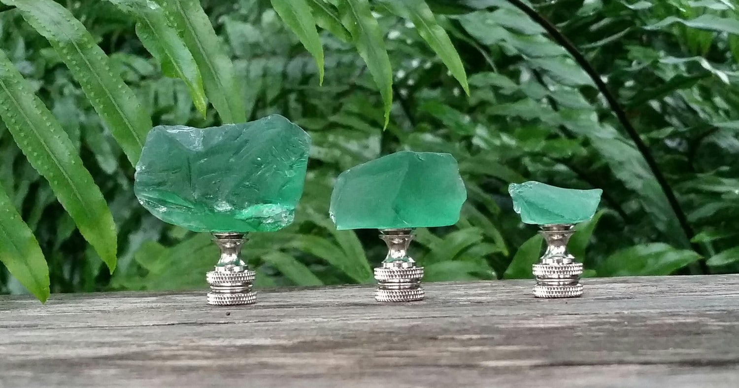 Sea Glass Lamp Finial Green | Etsy