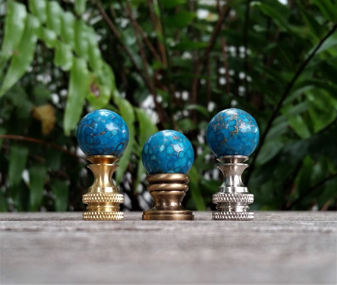 Small Turquoise Lamp Finial, Gold Accents - Etsy