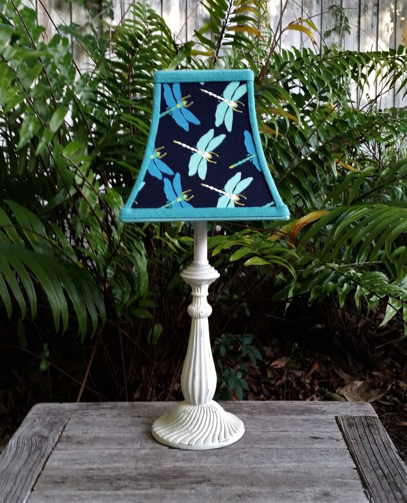 Blue Clip on Lampshade Dragonfly Square Bell Lamp Shade - Etsy
