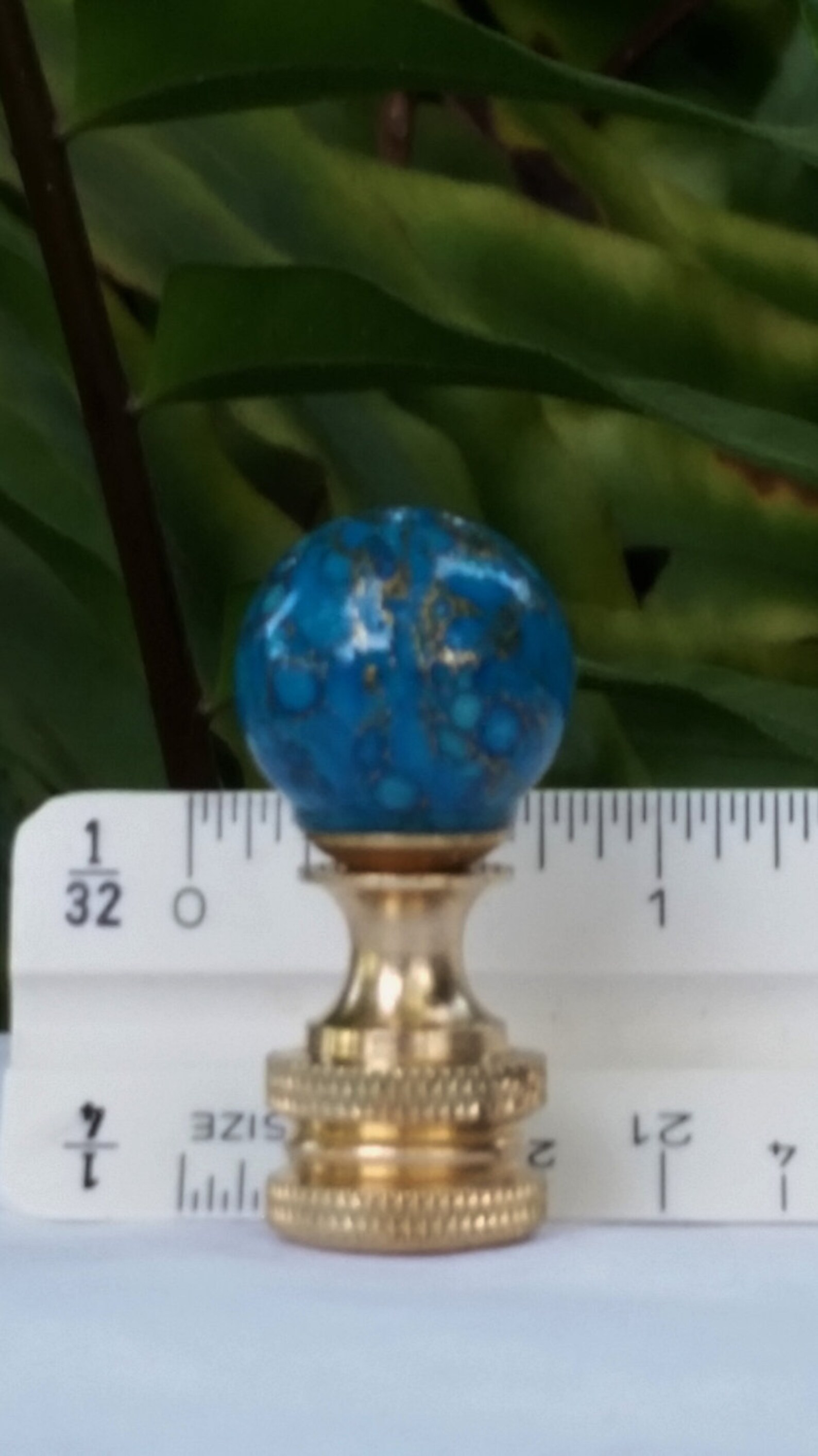 Small Turquoise Lamp Finial, Gold Accents - Etsy
