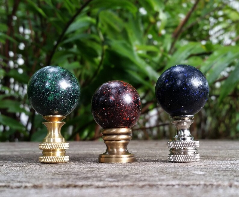 Black Lamp Finial, Blue Red Yellow or White Specks - Etsy