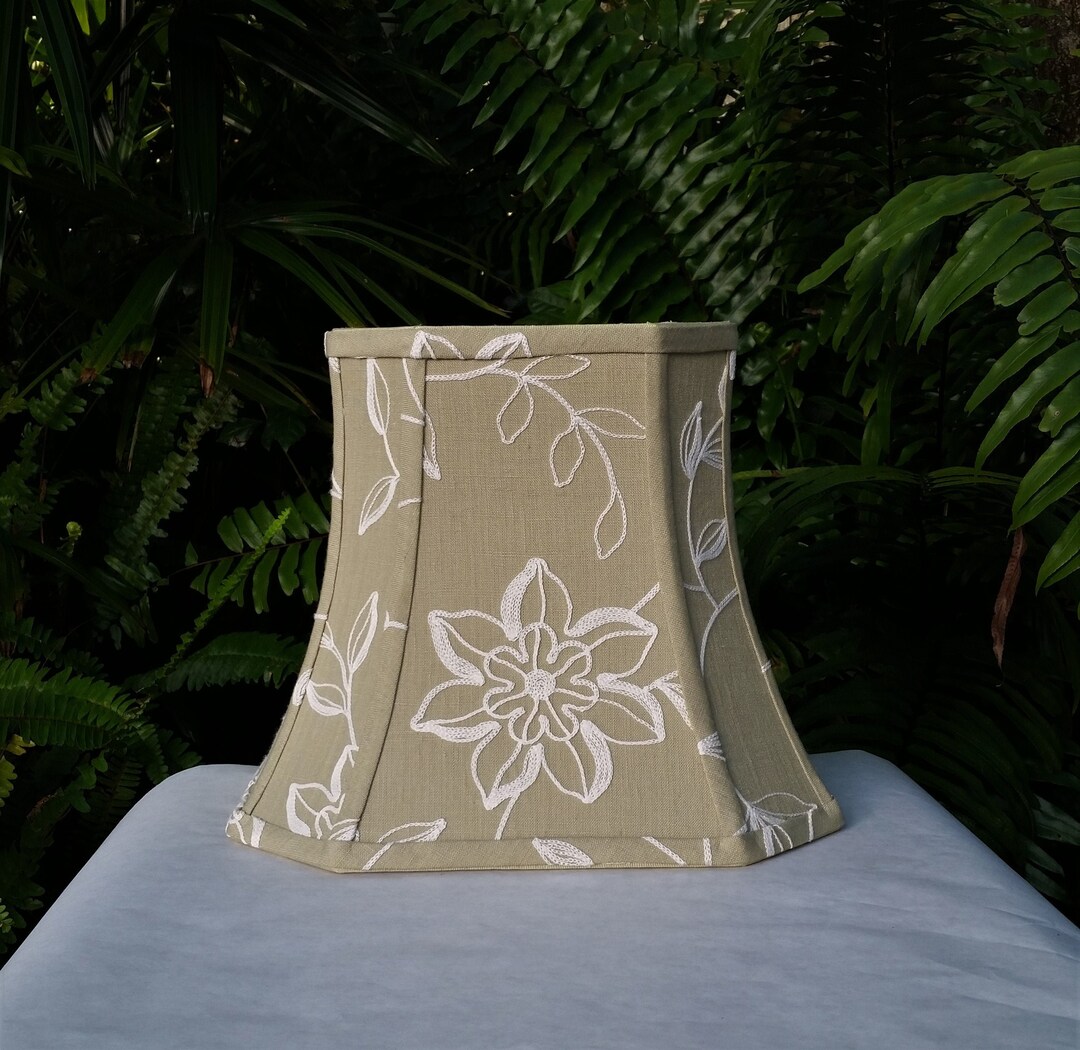Embroidered Lamp Shade, Olive Green Bell - Etsy