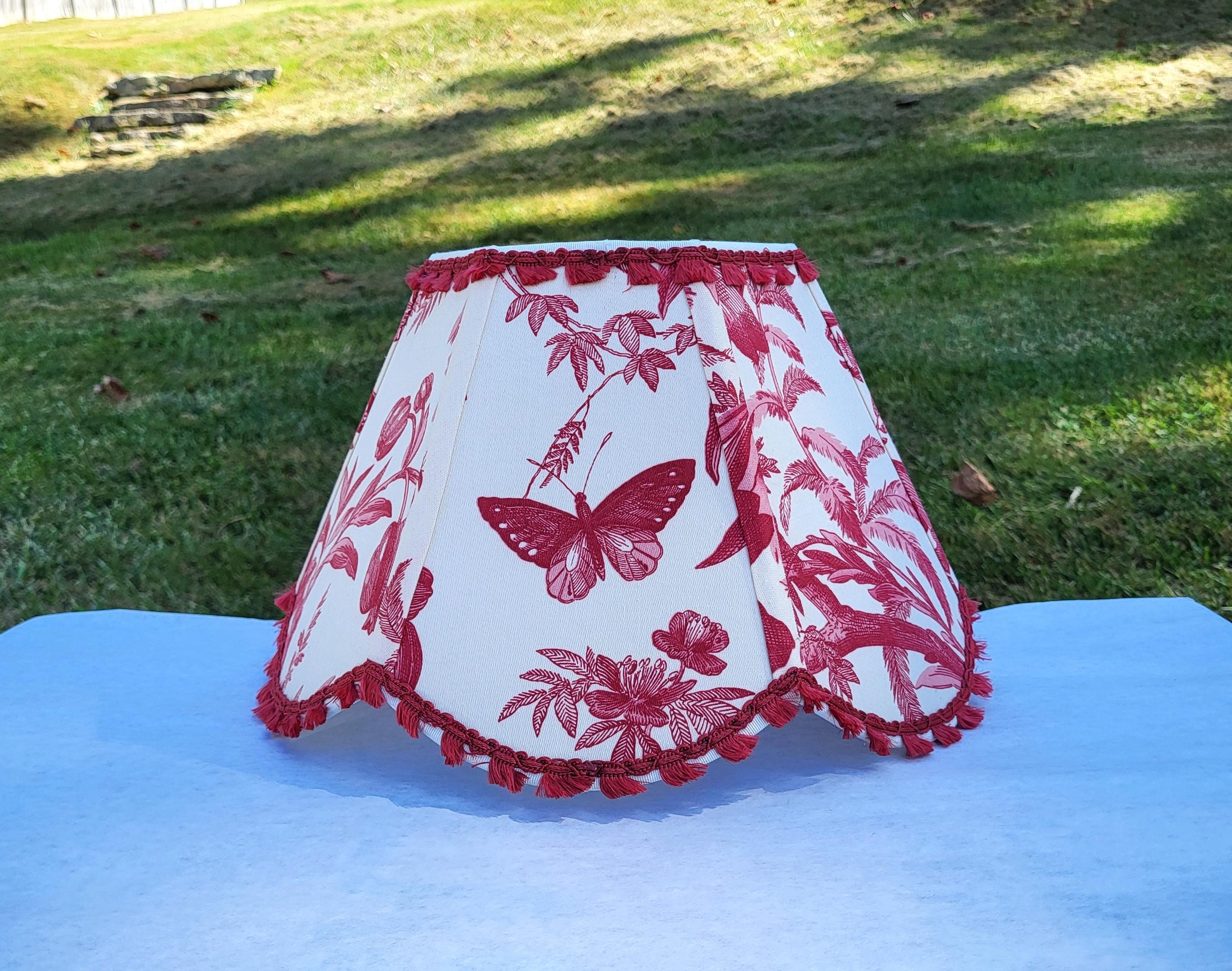 Bird Floral Red Cream Scallop Lampshade - Etsy