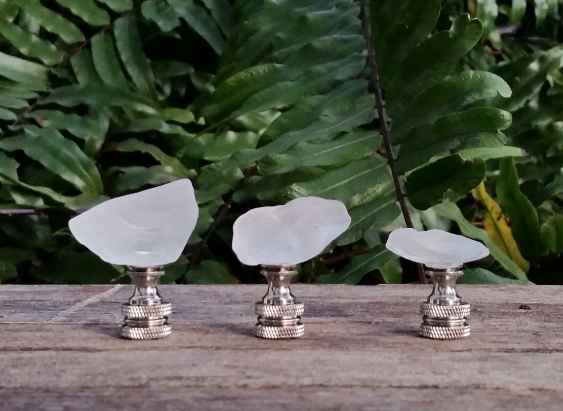 Frosted Lamp Finial, White Sea Glass - Etsy