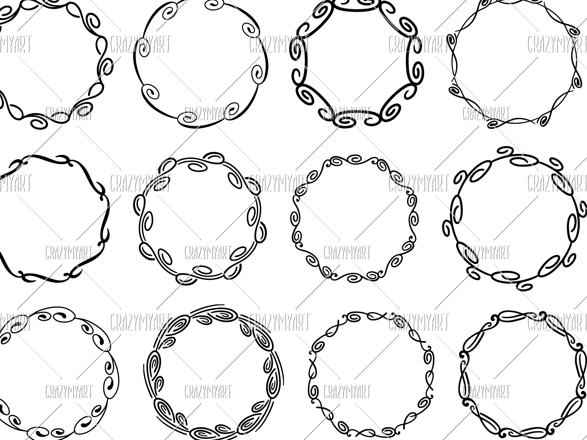 15 Marcos decorativos círculo svg Marco de círculo Svg Borde | Etsy