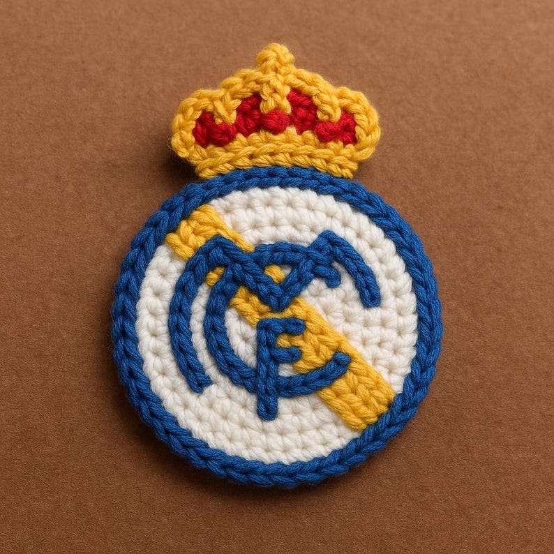 Real Madrid Crochet Pattern – Handmade Football Badge, Soccer Logo ...