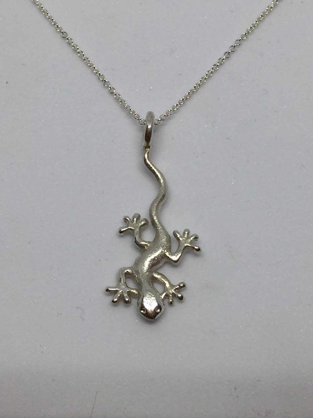 Lizard Necklace in Solid Sterling Silver, Gecko Pendant, Reptile ...
