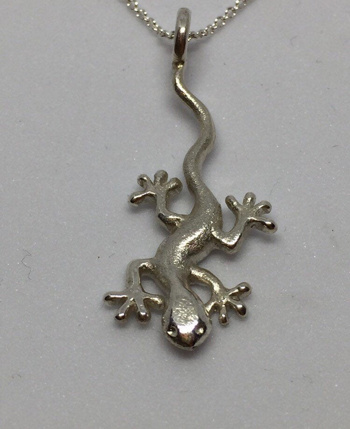 Lizard Necklace in Solid Sterling Silver Gecko Pendant - Etsy
