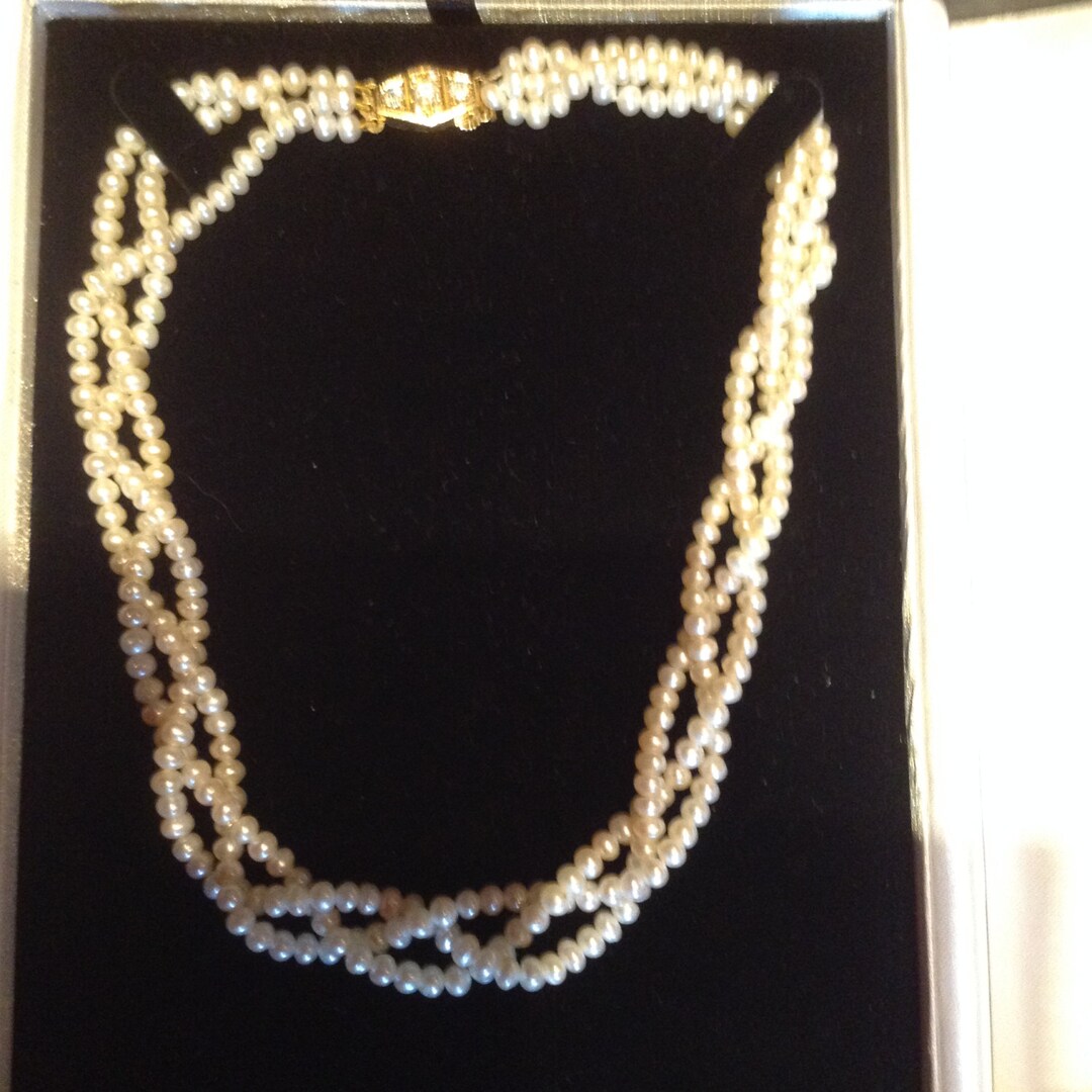 3 String Pearls, Plaited Pearls, Cultured Pearls, 3 String of Plaited ...