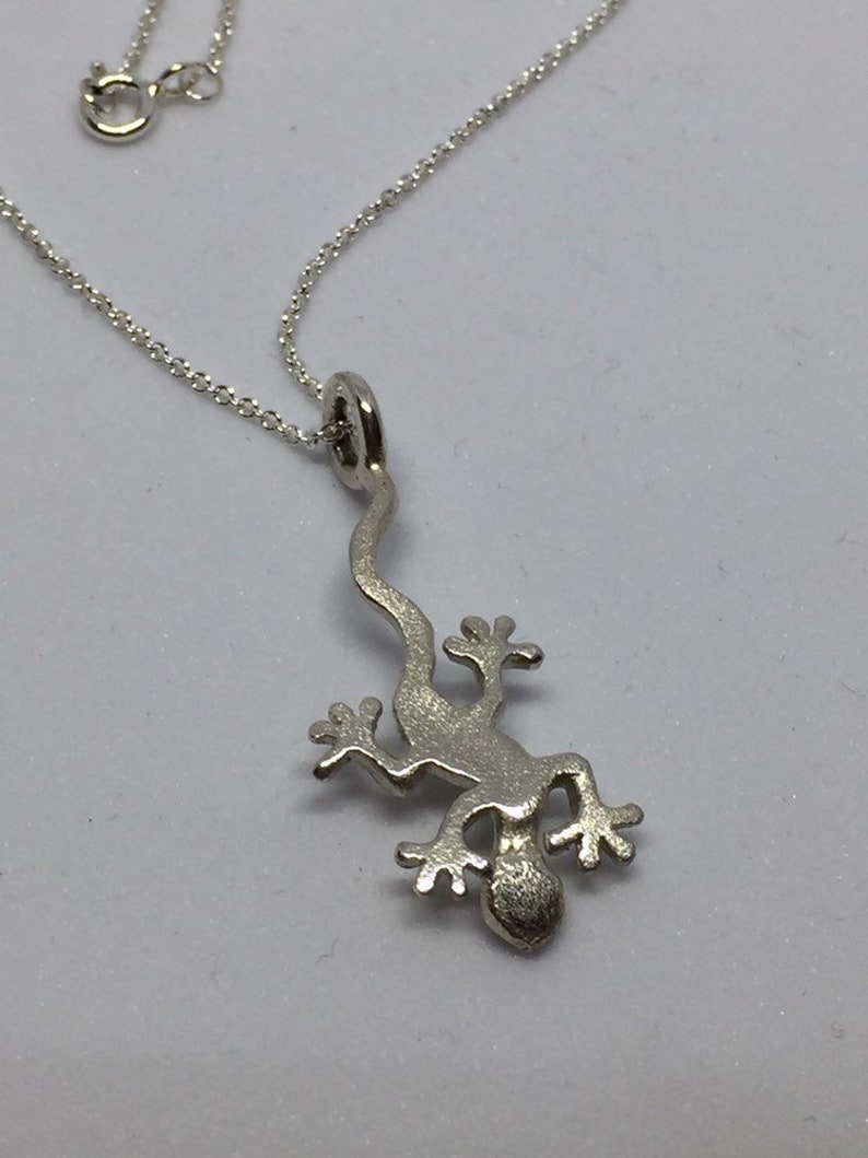 Lizard Necklace in Solid Sterling Silver Gecko Pendant - Etsy