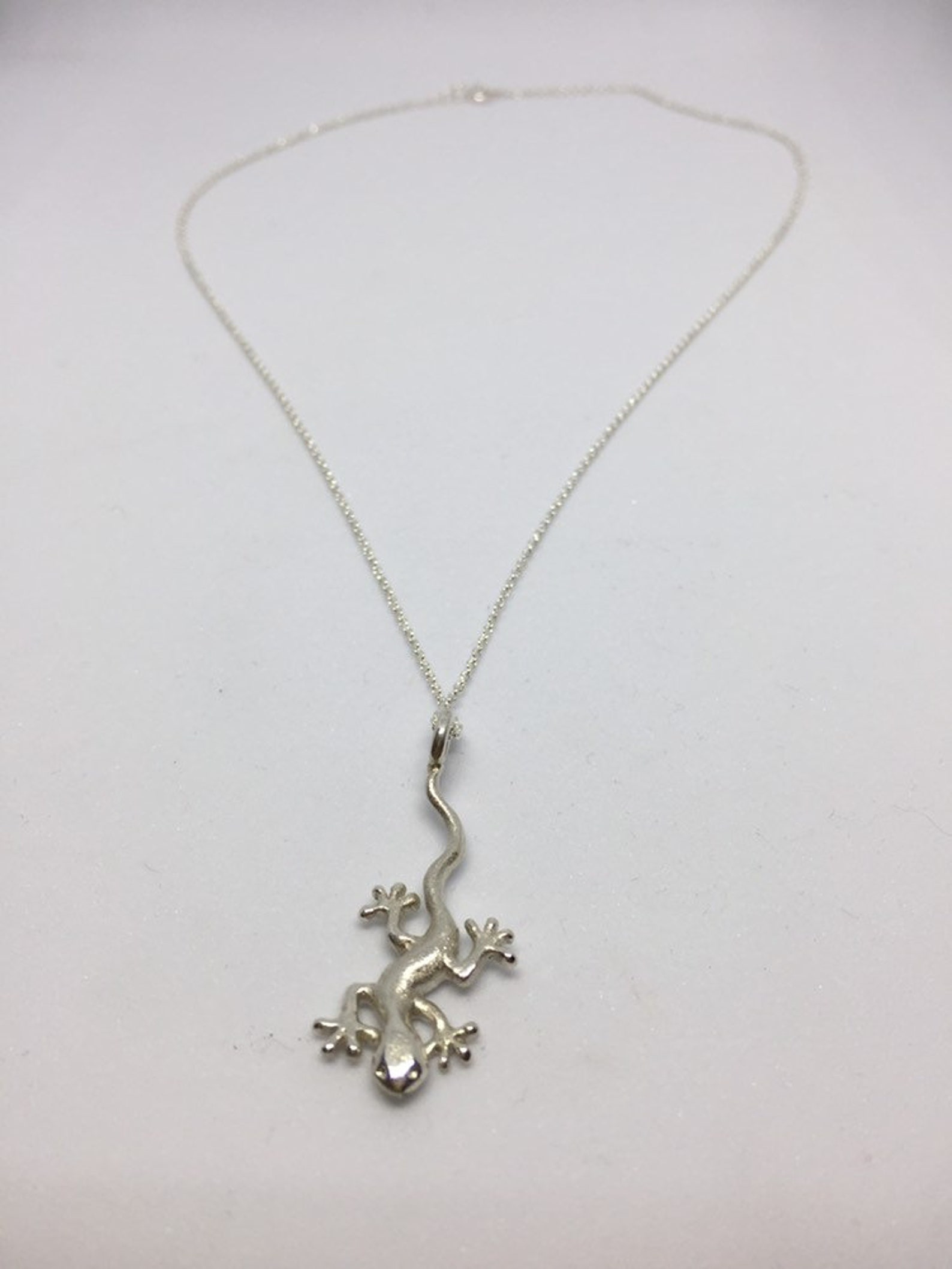 Lizard Necklace in Solid Sterling Silver Gecko Pendant - Etsy