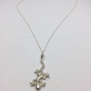 Lizard Necklace in Solid Sterling Silver, Gecko Pendant, Reptile ...
