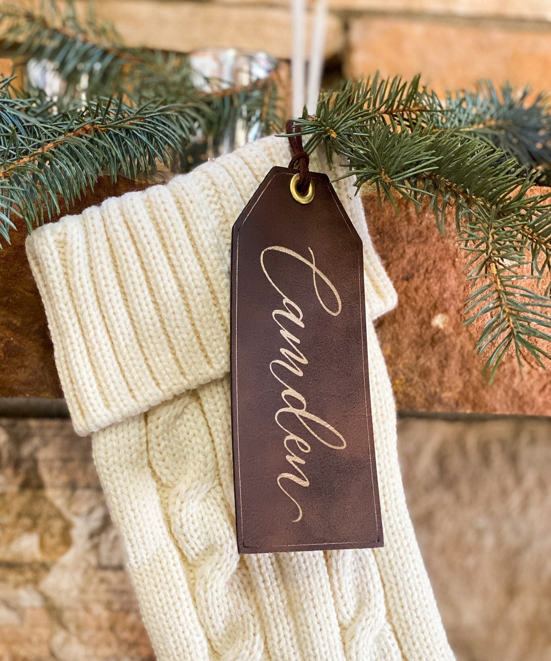 Stocking Tag, Personalized Gift Tag, Leather Gift Tag, Custom Gift Tag ...