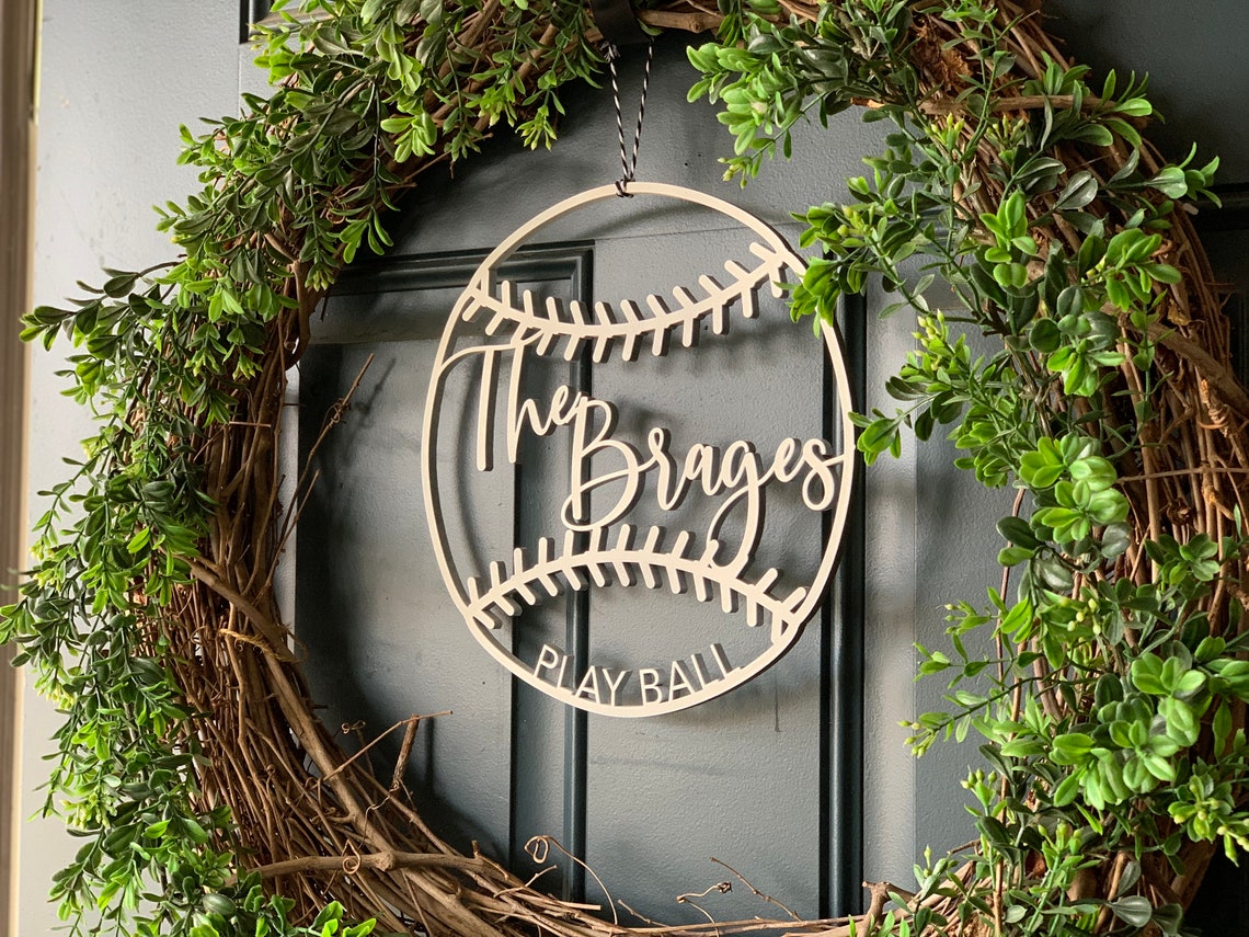 Baseball Family Sign Baseball Sign Wreath Ornament Wreath - Etsy