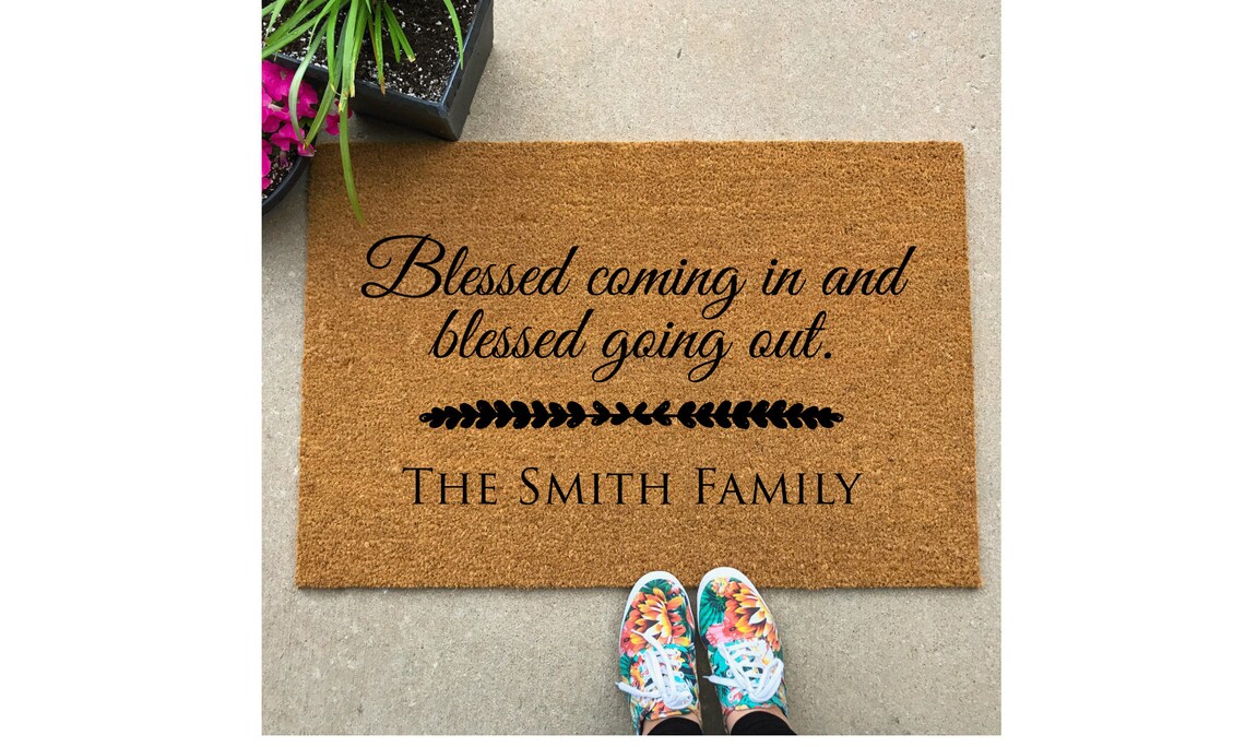 Thankful Doormat Thankful Welcome Mat Custom Welcome Mat - Etsy