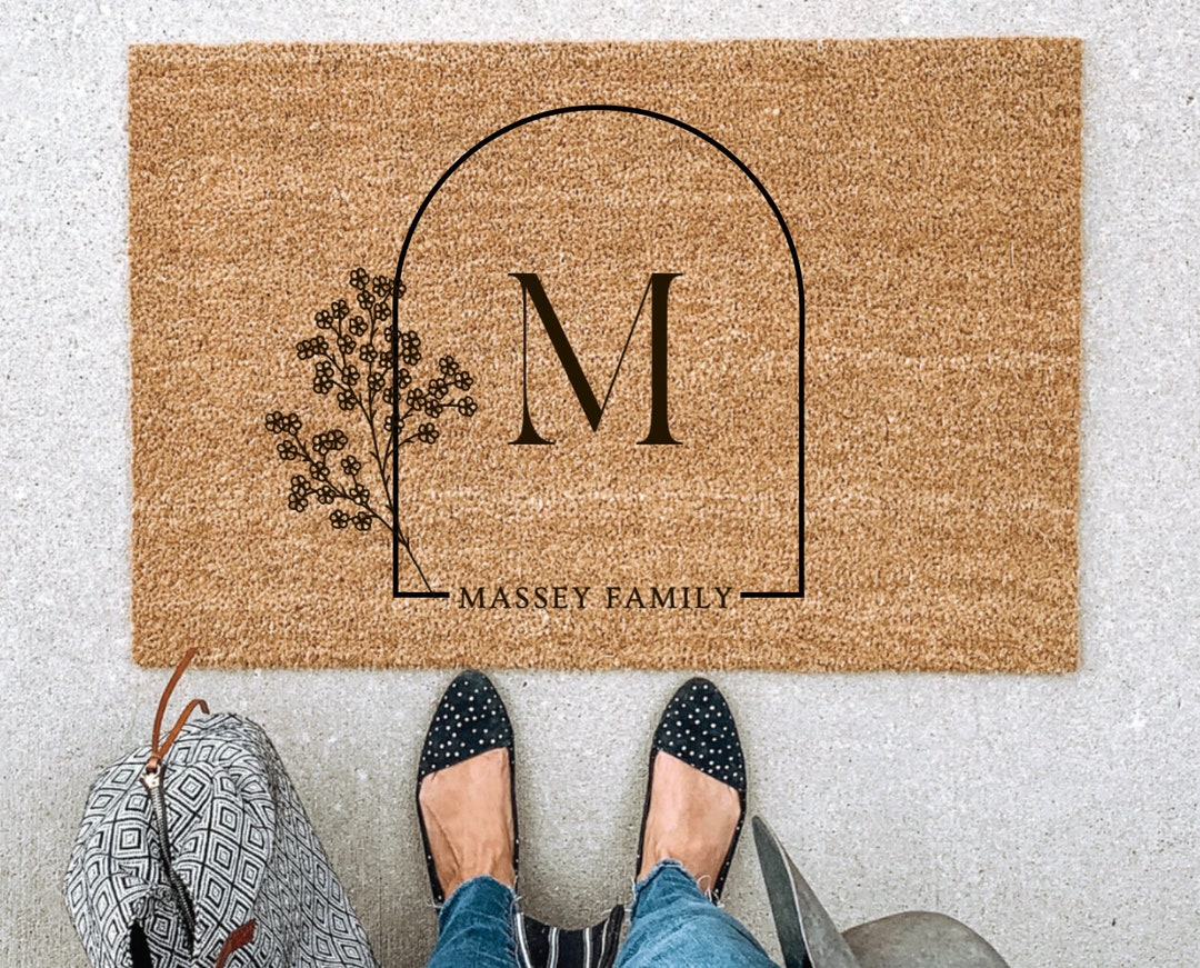 Custom Coir Doormat: Modern Welcome Mat, Personalized Family Name - Etsy