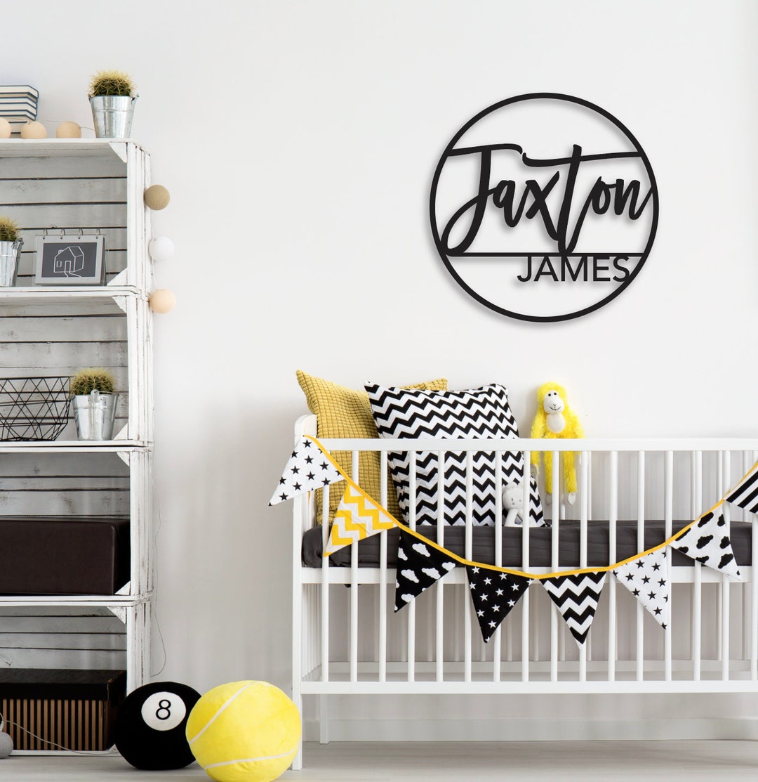 Nursery Sign, Nursery Artwork, Round Baby Name Sign, Custom Baby Name ...
