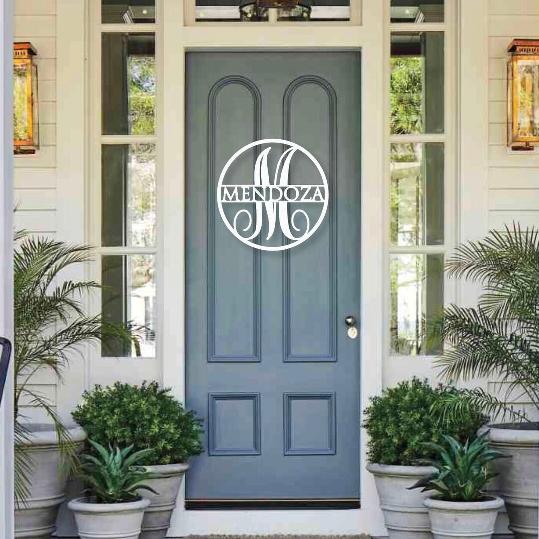 Last Name Sign, Sign for Front Door, Name Door Hanger, Split Monogram ...