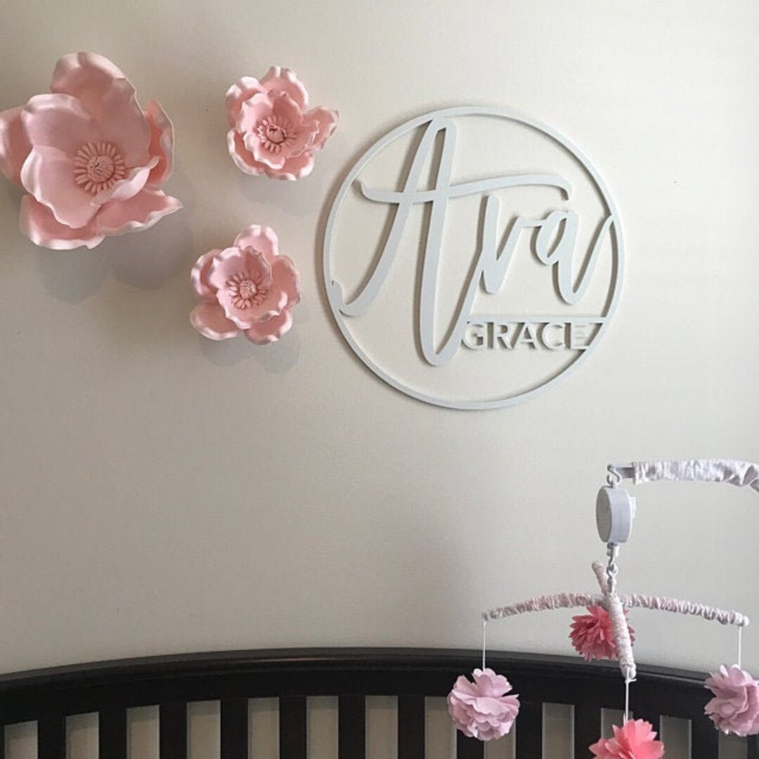 Round Baby Name Sign: Custom Nursery Wall Art - Etsy