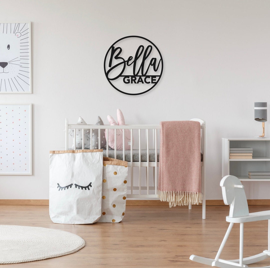Round Baby Name Sign, Custom Baby Name Sign, Nursery Sign, Nursery ...