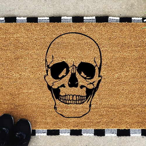 Halloween Doormat With Skull Door Mat Funny Doormat - Etsy