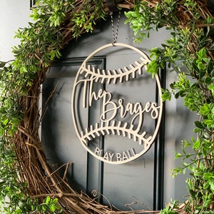 Baseball Family Sign, Baseball Sign, Wreath Ornament, Wreath Last Name ...