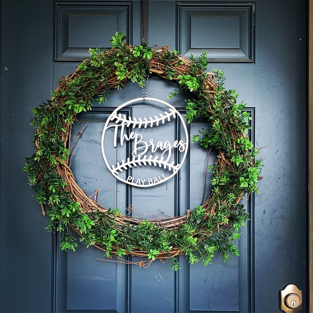 Baseball Family Sign, Baseball Sign, Wreath Ornament, Wreath Last Name ...
