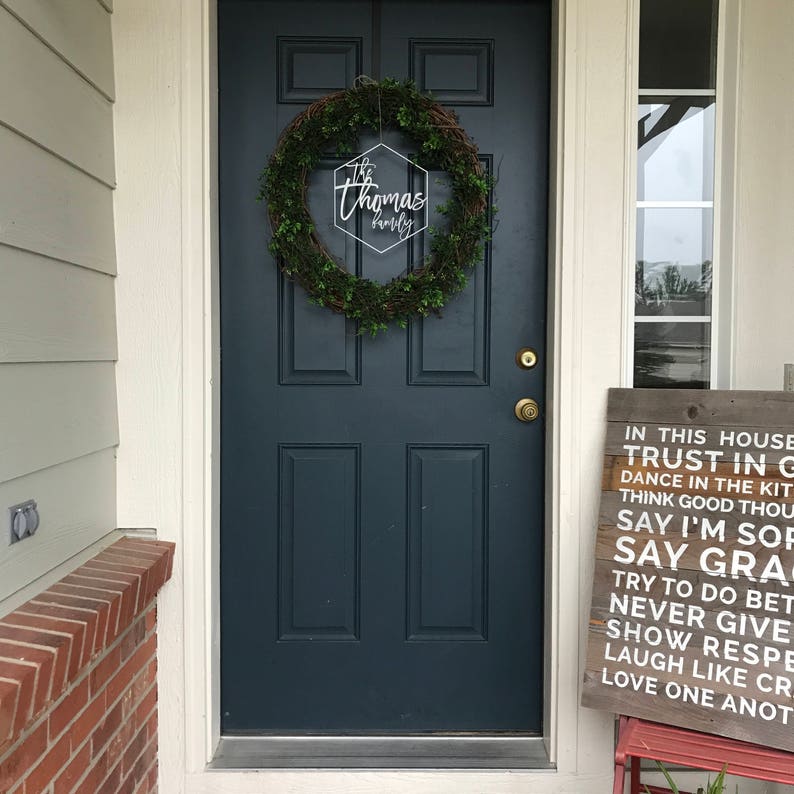 Front Door Name Sign Last Name Sign Wreath Hanger Wood Name Sign ...