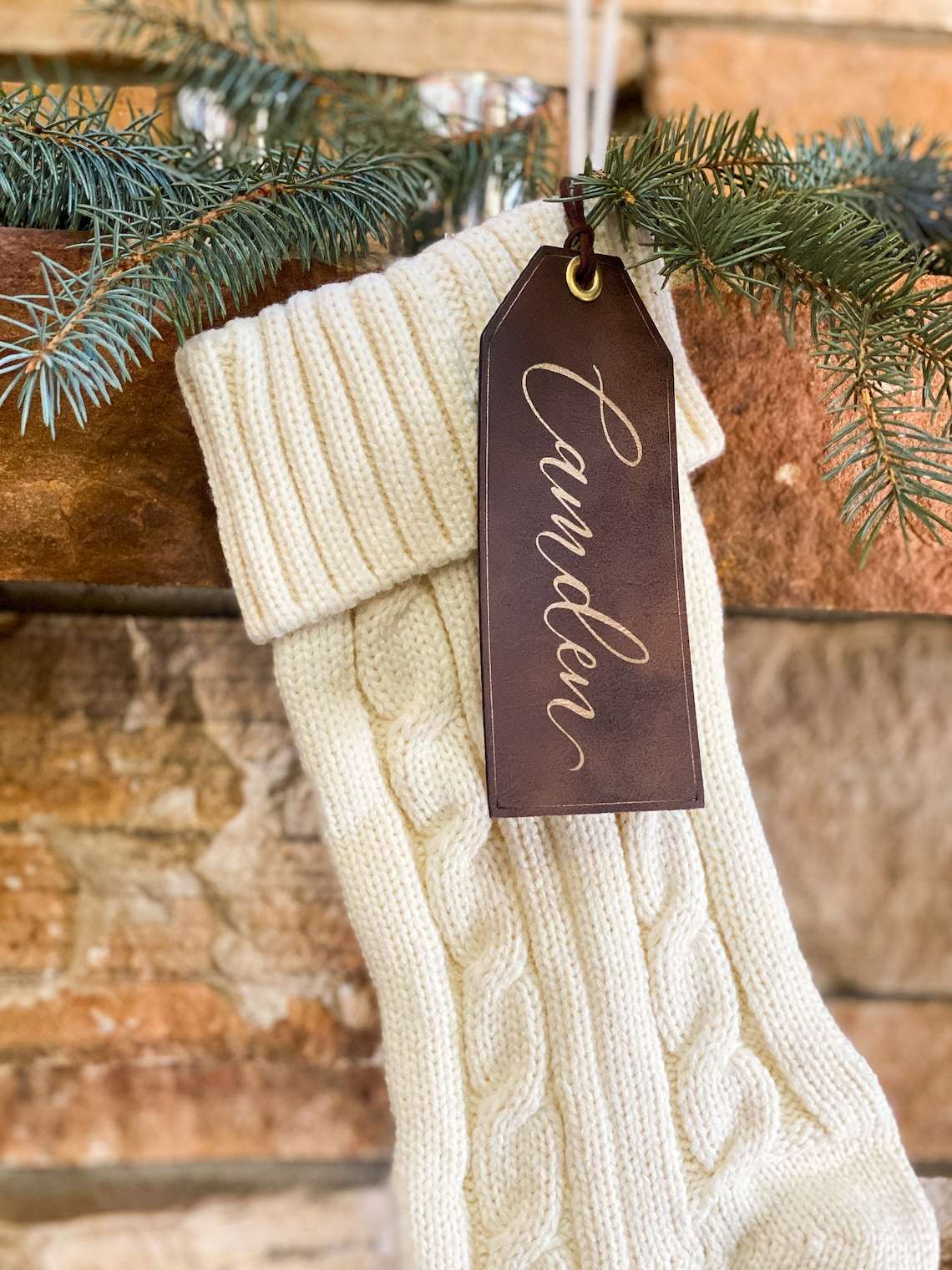 Christmas Stocking Tags Stocking Name Tags Leather Name - Etsy