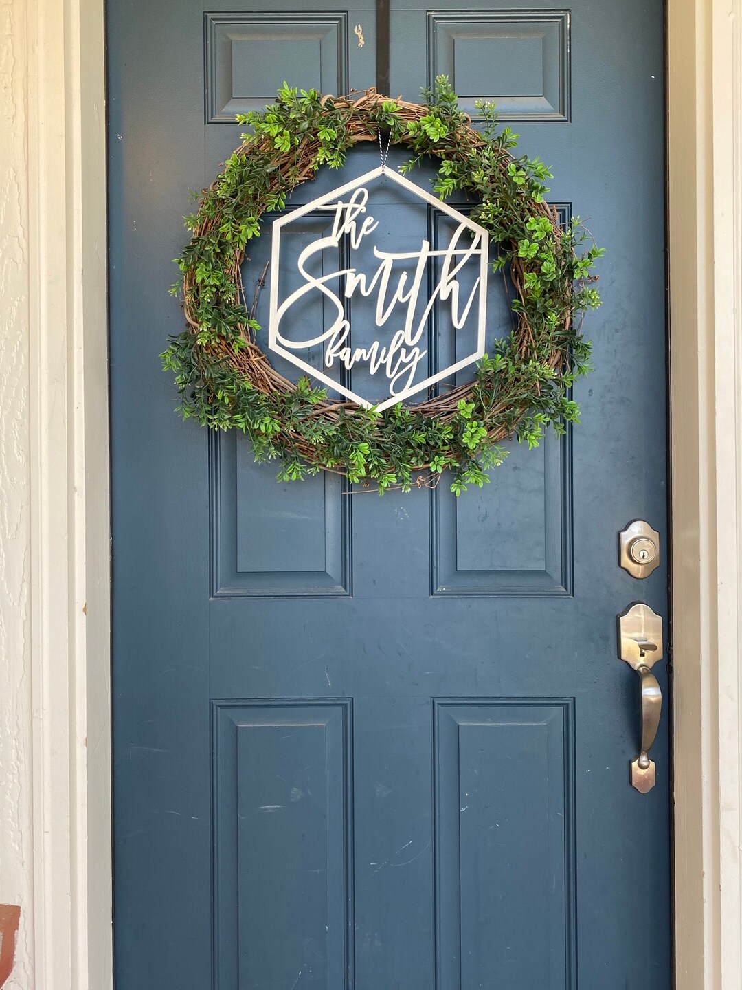 Front Door Name Sign Last Name Sign Wreath Hanger Wood Name Sign ...