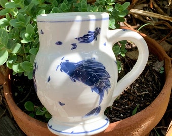 Blue White Fish Mugs - Etsy