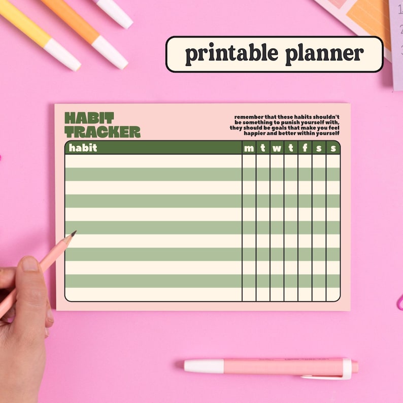 Printable Planner Page: Habit Tracker - Etsy