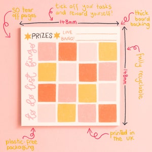 To Do List Bingo - Game Notepad - Square - Fun Organisation Tool - Etsy
