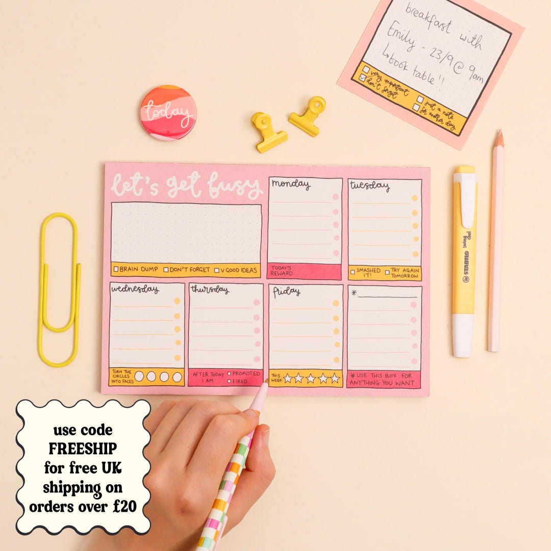 A5 Notepad - Weekly Planner - Let's Get Busy - Etsy