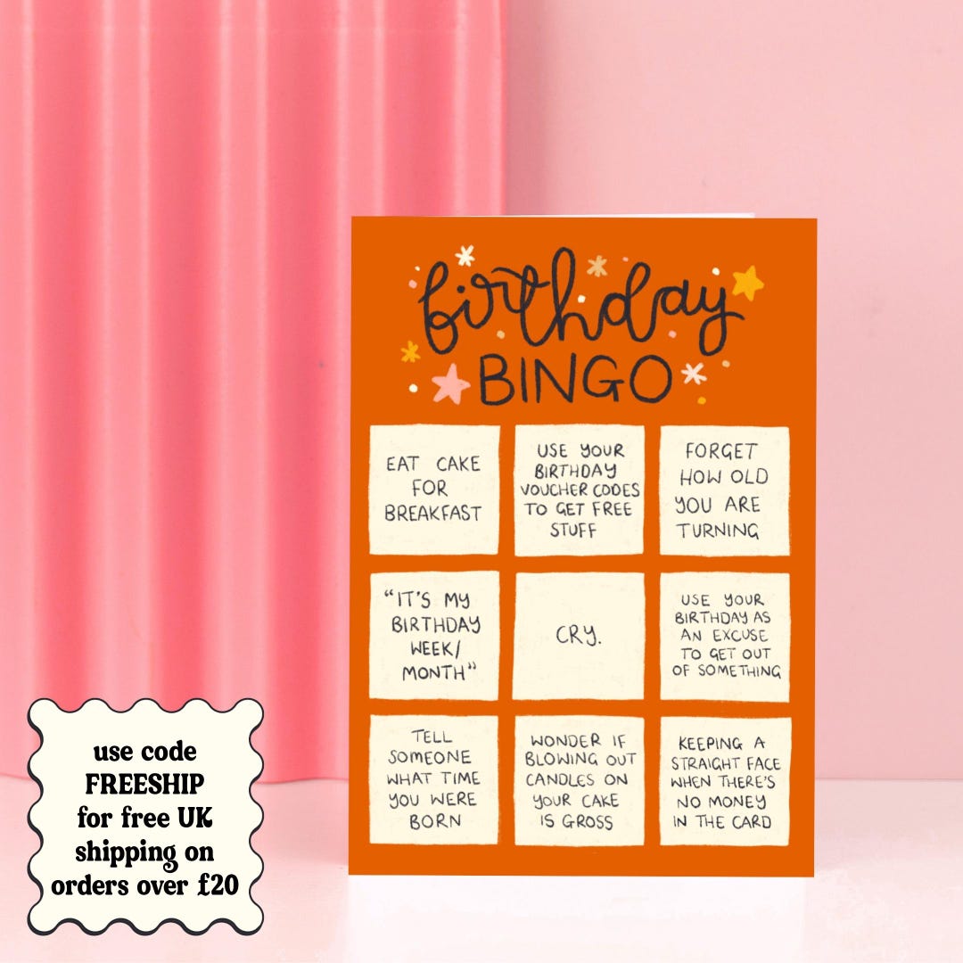 Birthday Bingo - Greeting Card - Etsy