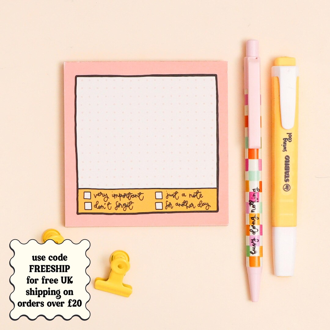 Memo Pad - to Do List - Pink Grid - Etsy